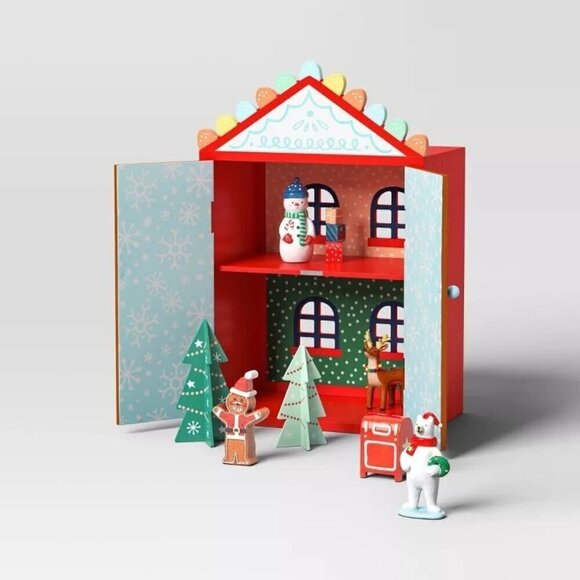 Wondershop | Holiday | 9pc Wood Gingerbread House Figurine Set ...